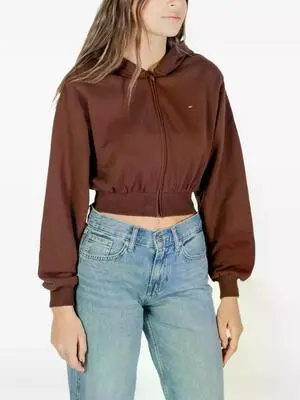 Tommy Hilfiger Cropped Zip-up Hoodie - Brown