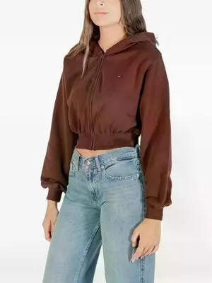 Tommy Hilfiger Cropped Zip-up Hoodie - Brown