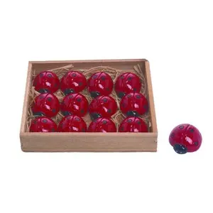 TRANSPAC Resin 6 In. Multicolor Spring Ladybugs In Box Set Of 12 - Red