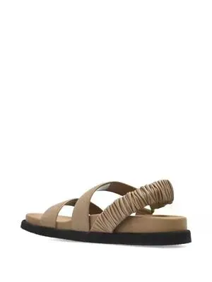 Max Mara Leather Slingback Sandals - Neutrals