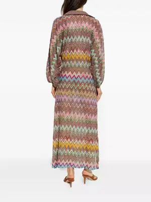 Missoni Zigzag Print V-neck Long Sleeve Dress
