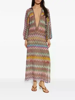 Missoni Zigzag Print V-neck Long Sleeve Dress