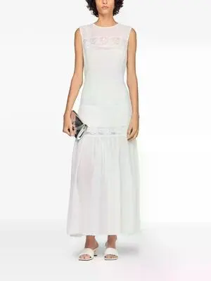 Sandro Lace-band Tiered Maxi Dress - White