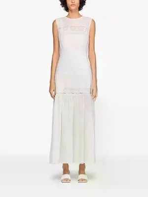 Sandro Lace-band Tiered Maxi Dress - White