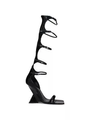Attico Patent-leather Buckle-strap Sandals - Black