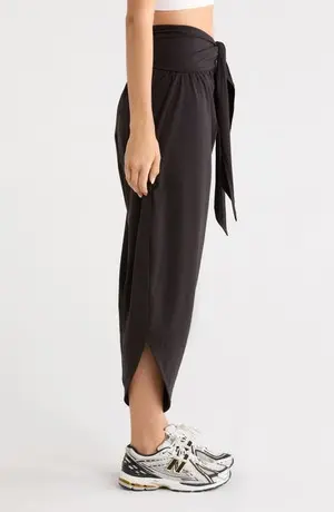 Free People High Rise Yoga Pants With Tie Waist - Black