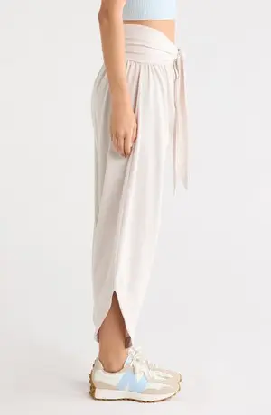 Free People High Rise Yoga Pants With Tie Waist - Tofu
