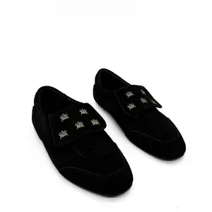 AMIE RAFA Suede Sneakers With Folded Tongue And Subtle Stitching - Black