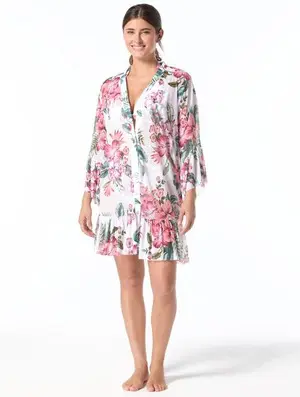 COCO REEF Lily Coverup Dress Swim - White Mlti