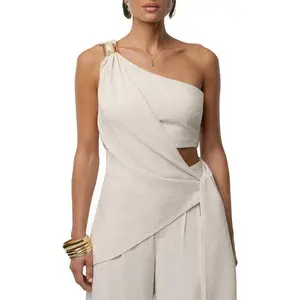 JLUXLABEL Palmera One Shoulder Top - Beige