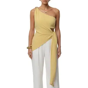JLUXLABEL Palmera One Shoulder Top Yellow