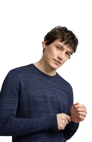 Onia Silk Linen Long Sleeve Crewneck Sweater - Midnight