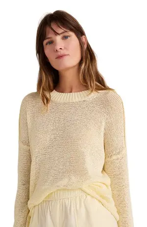 HAVEN WELL WITHIN Linen Tape Yarn Crewneck - Straw