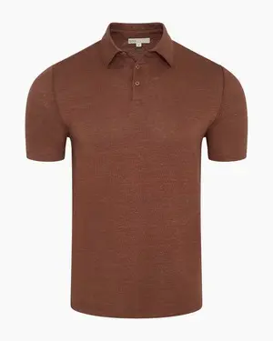 Onia Stretch Linen Jersey Short Sleeve Polo - Chocolate