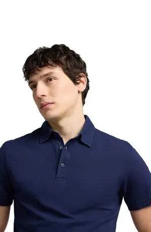 Onia Stretch Linen Jersey Short Sleeve Polo - Midnight