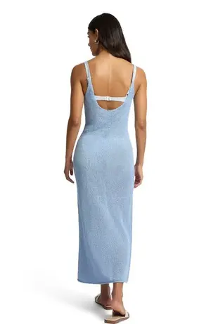 Onia Textured Linen Scoop Neck Maxi Dress