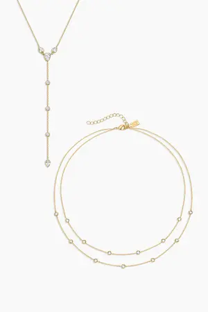 ELECTRIC PICKS Tay Lariat And Double Strand Necklace Set