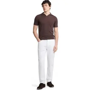 Onia Extra Fine Merino Wool Short Sleeve Johnny Collar Polo - Espresso
