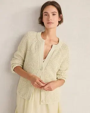 HAVEN WELL WITHIN Cotton Tape Yarn V-neck Cardigan - Celery Leaf