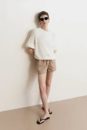 VIR VITA Cotton Crew Neck Sweater - Bone