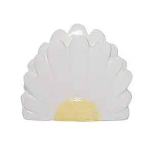 TRANSPAC Dolomite Daisy Napkin Holder White And Yellow For Spring Serving And Entertaining