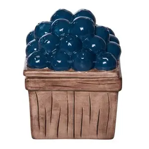 TRANSPAC Ceramic Berry Lidded Dip Bowl Tabletop Container For Patriotic Serving And Entertaining - Multicolored