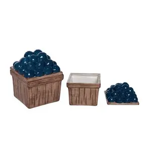 TRANSPAC Ceramic Berry Lidded Dip Bowl Tabletop Container For Patriotic Serving And Entertaining
