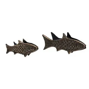 TRANSPAC Iron Fish Clips Set Of 2 Photo Frame Metallic For Spring Kitchen Storage And Decor - Bronze