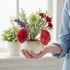 TRANSPAC Season's Designs Artificial Flower Arrangement In Decorative Pot