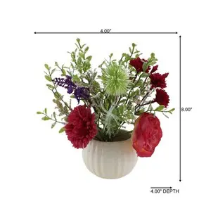 TRANSPAC Season's Designs Artificial Flower Arrangement In Decorative Pot