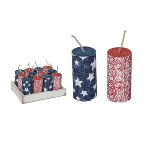 TRANSPAC Mdf Printed Firework Decor Set Of 12 Patriotic Home Decorations Decorative Objects For Festive Celebrations - Multicolored