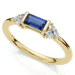 BLISS DIAMOND 14k Gold 1/3ct Sapphire And Lab Grown Diamond Ring - 14k Yellow Gold
