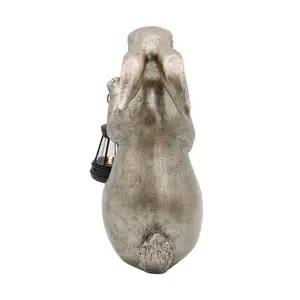 TRANSPAC Resin Light Up Rabbit Led Decor Gold And Black For Spring Tabletop Lighting