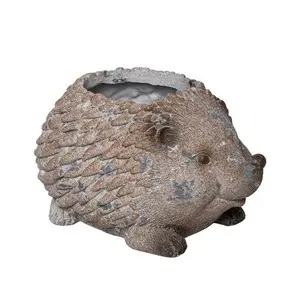 TRANSPAC Resin Hedgehog Planter Multicolored For Spring Garden Decor - Brown