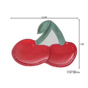 TRANSPAC Dolomite Cherry Platter For Spring Serving And Entertaining