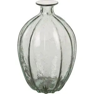 TRANSPAC Glass Large Everyday Vase For Spring Decorative Home Accents And Floral Arrangements - Clear