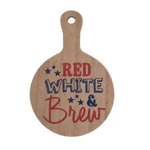 TRANSPAC Mdf Mini Appetizer Board Brew Set Of 4 Red And Blue For Spring Serving And Entertaining