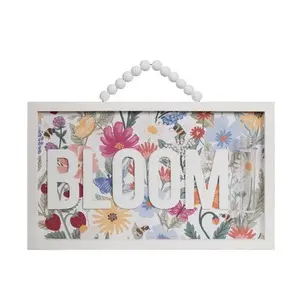 TRANSPAC Mdf Bloom Sign With Bud Vase For Spring Wall And Entryway Decor - Multicolored