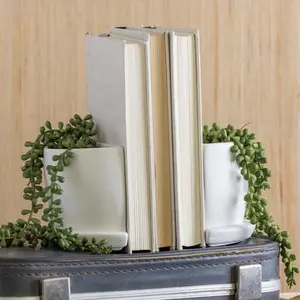 TRANSPAC Dolomite Cream Planter Bookends Set Of 2 For Spring Garden Decor