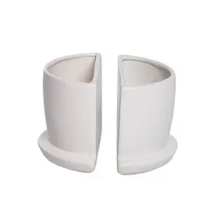 TRANSPAC Dolomite Cream Planter Bookends Set Of 2 For Spring Garden Decor