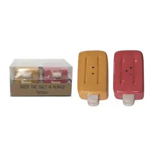 TRANSPAC Dolomite Double Sticks Popsicles Salt And Pepper Set Of 2 For Spring Serving And Entertaining - Multicolored