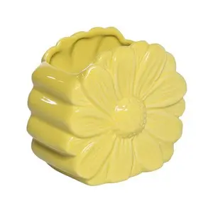 TRANSPAC Dolomite Daisy Holder Storage Jar For Spring Tabletop Decor