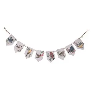 TRANSPAC Wood 59" Multicolor Spring Bird Banner Hanging Decor - Multicolored