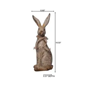 TRANSPAC 18 Inch Mgo Sitting Garden Bunny Resin Multicolored For Spring Home Decor