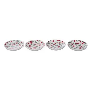 TRANSPAC Dolomite Cherry Dip Bowl Set Of 4 For Spring Serving And Entertaining