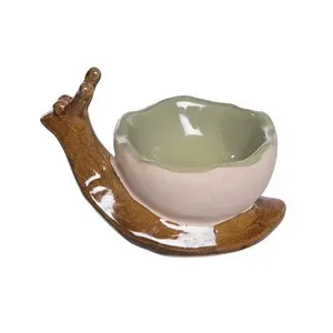 TRANSPAC Ceramic Snail Shape Bowl For Spring Serving And Entertaining - Multicolored