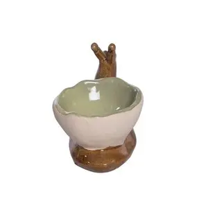 TRANSPAC Ceramic Snail Shape Bowl For Spring Serving And Entertaining