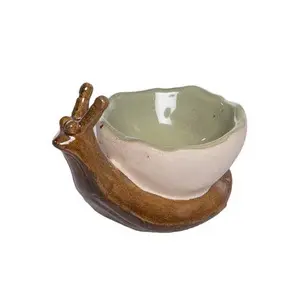 TRANSPAC Ceramic Snail Shape Bowl For Spring Serving And Entertaining