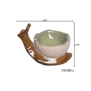 TRANSPAC Ceramic Snail Shape Bowl For Spring Serving And Entertaining