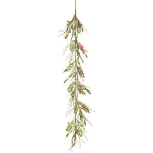TRANSPAC Natural Fiber 66.93 Inch Multicolor Spring Faux Dried Flower And Twig Garland For Home Decor - Multicolored